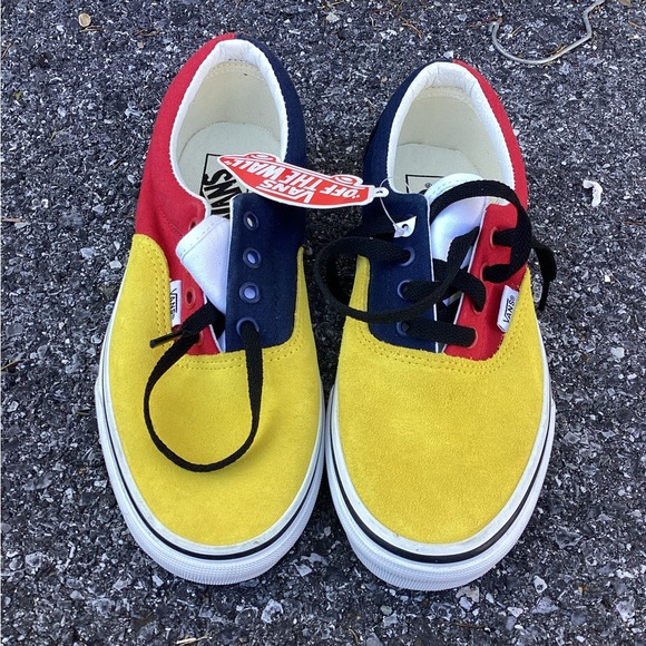 Vans | Shoes | Rare Vans Authentic Color Block Suede Blue Yellow Red ...